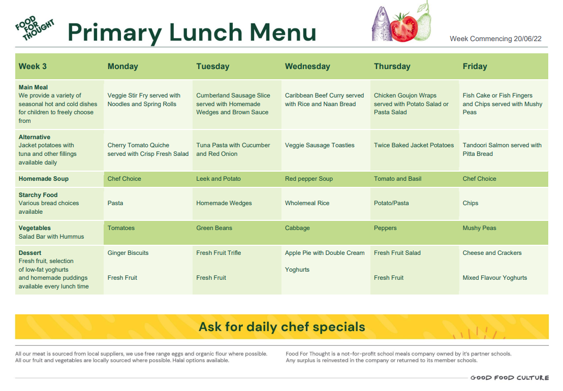 School Meals – St Michael's Catholic Primary School